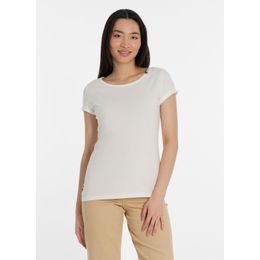 T-Shirt Ragwear "FLLORAH GOTS", Damen, Gr. XXL, wei&szlig;, Jersey, Obermaterial: 100% Baumwolle, unifarben, figurumspielend h&uuml;ftbedeckend, Rundhals, Umschlagsaum, Shirts T-Shirt, mit s&uuml;&szlig;en Zierkn&ouml;pfen am Ausschnitt