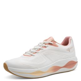 Plateausneaker Tamaris "VITALA", Damen, Gr. 36, weiß (weiß kombiniert), Textil, Sportlich, Schuhe, Plateau, Freizeitschuh, Schlupfschuh mit Ortholite-Ausstattung