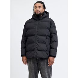 Jack & Jones PlusSize Steppjacke "JJESOHO PUFFER HOOD SN PLS", Herren, Gr. 5XL, schwarz, Web, Obermaterial: 100% Polyester, JACK & JONES PLUSSIZE, unifarben, regular fit, hoch geschlossener Ausschnitt, Jacken Steppjacke
