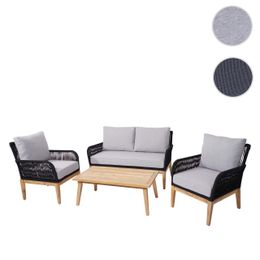 Mendler Gartengarnitur HWC-H58, Lounge-Set Sofa Sitzgruppe, Seilgeflecht Rope Holz Akazie Spun Poly FSC ~ Va 73622