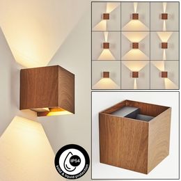 hofstein Tamarin Wandleuchte LED Anthrazit, Braun, Holzoptik, 1-flammig