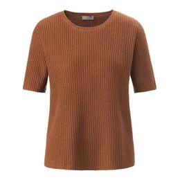 include - Rundhals-Pullover aus Seide und Kaschmir, braun, Gr. 36 / S - Seide