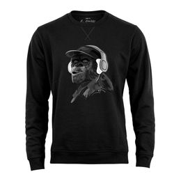 Cotton Prime Sweatshirt 'Monkey mit DJ-Kopfh&ouml;rer' Herren Gr&ouml;&szlig;e XXL dunkelgrau / schwarz / wei&szlig;