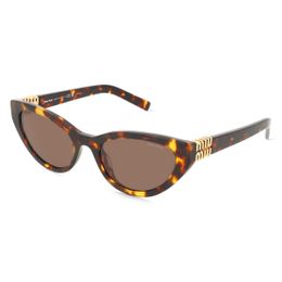 Miu Miu MUA04S | Damen-Sonnenbrille | Fassung: Vollrand, Butterfly, Acetat, Havanna Gelb | Glasfarbe: Braun