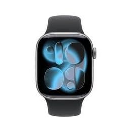 Apple Watch Series 11, Smartwatch grau, Aluminium, 42 mm, Sportarmband schwarz M/L