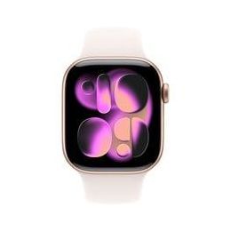 Apple Watch Series 11, Smartwatch ros&eacute;gold, Aluminium, 42 mm, Sportarmband blassrosa S/M