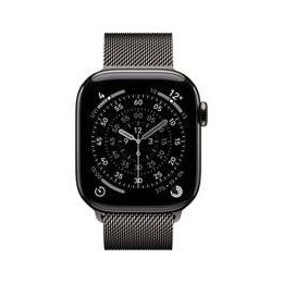 Apple Watch Series 11, Smartwatch Titan Schiefer, Titangeh&auml;use, 42 mm, Milanaise Armband schiefer S/M, Cellular