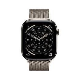 Apple Watch Series 11, Smartwatch Titan Natur, Titangeh&auml;use, 46 mm, Milanaise Armband natur S/M, Cellular