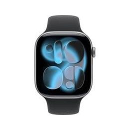 Apple Watch Series 11, Smartwatch grau, Aluminium, 46 mm, Sportarmband schwarz M/L