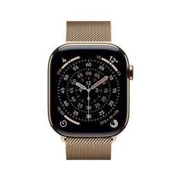 Apple Watch Series 11, Smartwatch Titan Gold, Titangeh&auml;use, 46 mm, Milanaise Armband gold M/L, Cellular