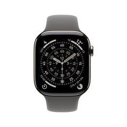 Apple Watch Series 11, Smartwatch Titan Natur, Titangeh&auml;use, 46 mm, Sportarmband steingrau S/M, Cellular