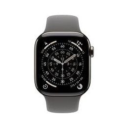 Apple Watch Series 11, Smartwatch Titan Natur, Titangeh&auml;use, 42 mm, Sportarmband steingrau S/M, Cellular