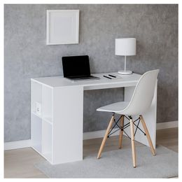 HTI-Living Schreibtisch in Weiß mit seitlichen Ablagefächern kompakter Bürotisch für Homeoffice und Büro