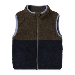 name it Weste 'Teddy Gilet' Jungen Gr&ouml;&szlig;e 104 marine / pastellblau / braun