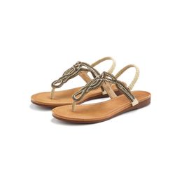 Lascana Zehentrenner beige Gr. 37 für Damen. Mit Schmucksteine