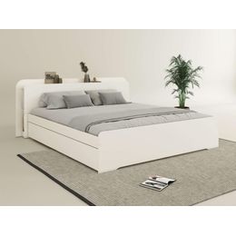 Bett OTTO HOME "Ismund, Stauraum im Kofteil, Stauraumbett", weiß, B:229cm H:87cm L:220cm, Betten, inklusive Lattenrost, teilmassiv, Bettkasten optional
