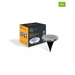 LIFA LIVING 4er-Set: Solar-Bodenspots "Nashville" in Silber - (H)13,5 x Ø 11,6 cm - 53% | Aussenbeleuchtung