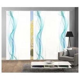 Schiebegardine Home Wohnideen "5ER SET HAZE" Gr. 1, blau (petrol), B:60cm H:245cm, Polyester, Gardinen, HxB: 245x60, Schiebevorhang 5er Set Digitaldruck