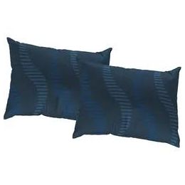 Dekokissen WIRTH "LUPARA" Gr. 2, blau (blau, gemustert), B:50cm L:50cm, Baumwolle, Polyester, Dekokissen_Sitzkissen_Kissenh&uuml;llen, Kissenh&uuml;lle ohne F&uuml;llung, 2 St&uuml;ck