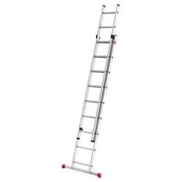 Anlegeleiter Hailo "S80 ProfiStep duo", grau (aluminiumfarben), B:41cm H:255cm L:14cm, Aluminium, Leitern, Aluminium-Schiebeleiter 2-teilig 2x9 Sprossen