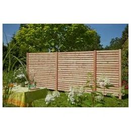 Dichtzaun Kiehn-Holz, beige (natur), H:180cm, Holzwerkstoff, Zaunelemente, 3-tlg., LxH: 486x180 cm, mit 4 Pfosten