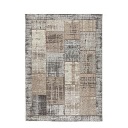 Novel Flachwebeteppich, Grau, Beige, Textil, Patchwork, rechteckig, 60x90 cm, in verschiedenen Gr&ouml;&szlig;en erh&auml;ltlich, Teppiche & B&ouml;den, Teppiche, Moderne Teppiche