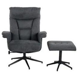 TV-Sessel Duo Collection "Olvera", grau (anthrazit), B:87cm H:108cm T:82cm, 100% Polyester, Sessel, mit Hocker und Relaxfunktion, 360 Grad drehbar