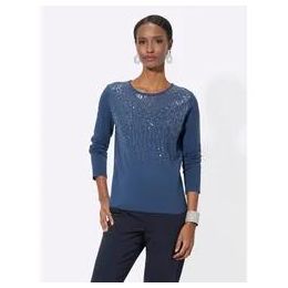 Strickpullover Lady "Feinstrickpullover", Damen, Gr. 48, blau (jeansblau), 50% Viskose, 28% Polyester, 22% Polyamid, unifarben, Pullover