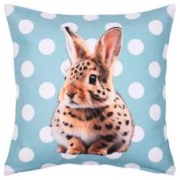 Dekokissen Pad "Bunny", blau, B:45 L:45, Baumwolle, Dekokissen_Sitzkissen_Kissenhüllen, Made in Europe, Kissenhülle ohne Füllung, 1 Stück