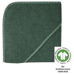 Wörner Kapuzenhandtuch WÖRNER "at home pinie Kapuzenbadetuch 80/80", braun (pinie), B:80cm L:80cm, Frottee, Frottier, Handtücher, Biobaumwolle, Strick-Optik
