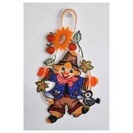 Fensterbild Stickereien Plauen, bunt, B:36cm H:19cm, Polyester, Fensterbilder