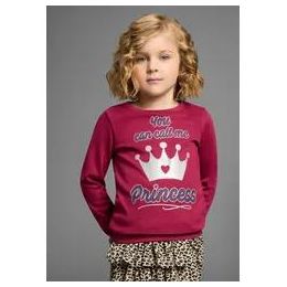 Langarmshirt Kidsworld "YOU CAN CALL ME PRINCESS", Mädchen, Gr. 140/146, rot (bordeaux), Interlock, Obermaterial: 100% Baumwolle, bedruckt, Basic hüftlang, Rundhals, Bündchen, Shirts, Langarm, Basic-Passform, bedruckt, Rundhalsausschnitt