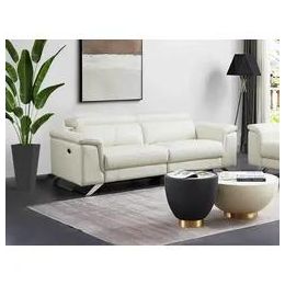 Relaxsofa 3-Sitzer elektrisch - Rindsleder - Weiß - BREYT II
