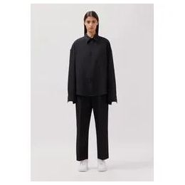 Businesshemd STUDIO SEIDENSTICKER, Herren, Gr. L (41-42), normale Ärmellängen, schwarz, 98% Polyester 2% Elastan, unifarben, oversize, Langarm 2-Knopf-Manschette, Hemden, Oversized 1/1 Kentkragen Uni