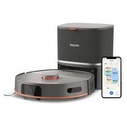 Philips Saugroboter "mit Wischfunktion XU5100/10 5000 Series mit 10.000pa Saugkraft", grau (kaschmirgrau), B:34,1cm H:29,2cm T:51,5cm, Saugroboter, LDS-Radarnavigationssystem, HomeRun App, inkl. Entleerungsstation