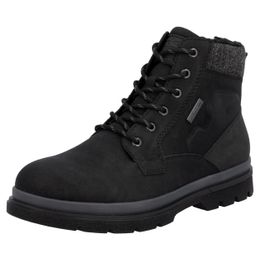 Rieker Herren Winterstiefelette, Gr. 43schwarz, grau, Lederimitat, Textil, Basic, Schuhe, Winterboots, Schn&uuml;rboots mit Innenrei&szlig;verschluss und