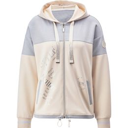 CR&Eacute;ATION L Damen Sweatjacke im softweichen Modal-Mix silberfarben-elfenbein Gr&ouml;&szlig;e 38