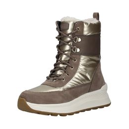Schn&uuml;rstiefelette Geox "Geox Stiefelette Leder/Textil", Damen, Gr. 39, taupe, Leder, Textil, Schuhe Schn&uuml;rstiefelette