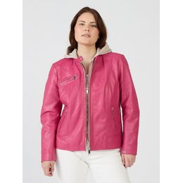 Maze Damen Lederjacke "42021318"pink, Gr. 48, Obermaterial: 100% Lammleder; Futter: 100% Baumwolle; &Auml;rmelfutter: 100% Polyester; Kapuze: 55%