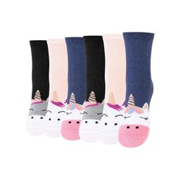 Cotton Prime Socken 'Einhorn' M&auml;dchen Gr&ouml;&szlig;e 27/30 navy / rosa / schwarz / wei&szlig;