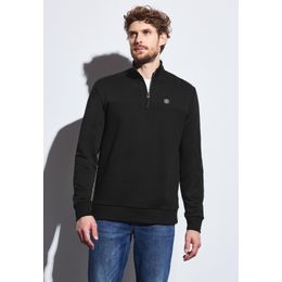 Rollkragenpullover Street One MEN, Herren, Gr. L42, schwarz, Web, 80% Baumwolle, 20% Polyester, unifarben, comfort fit normal, hoch geschlossener Ausschnitt, elastischer Bund, Pullover Rollkragenpullover, mit Struktur-Muster