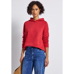 Sweatshirt Street One, Damen, Gr. 36, rot (racing rot), Sweatware, Obermaterial: 60% Baumwolle, 40% Polyester. Futter: 100% Baumwolle, unifarben, Casual, lässig geschnitten hüftbedeckend, Rundhals, Bündchen, Sweatshirts, mit Kapuze