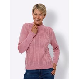 Strickpullover Classic Basics "Stehkragen-Pullover", Damen, Gr. 48, rosa (altrosa), 100% Polyacryl, unifarben, Pullover Strickpullover