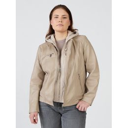 Lederjacke Maze "42021318", Damen, Gr. 42, sand, Obermaterial: 100% Lammleder; Futter: 100% Baumwolle; &Auml;rmelfutter: 100% Polyester; Kapuze: 55% Baumwolle, 45% Polyester, Jacken