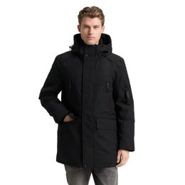 Funktionsmantel Tom Tailor, Herren, Gr. S, schwarz, Web, Obermaterial: 100% Polyester. Futter: 100% Polyester, unifarben, regular fit taillenbedeckt, Mäntel, mit Logo Anhänger