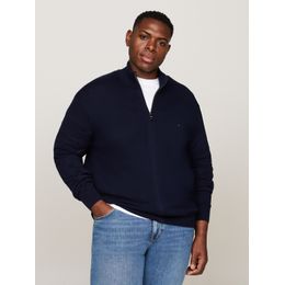 Tommy Hilfiger Big & Tall Cardigan "BT-PIMA ORG CTN CASHMERE ZTHRU-B", Herren, Gr. 4XL, blau (desert sky), Strick, Obermaterial: 95% Baumwolle, 5% Kaschmir, TOMMY HILFIGER BIG & TALL, regular fit, Rippbündchen, Strickjacken