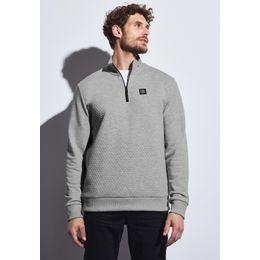 Rollkragenpullover Street One MEN, Herren, Gr. M40, warm grau melange, Web, 80% Baumwolle, 20% Polyester, unifarben, comfort fit normal, hoch geschlossener Ausschnitt, elastischer Bund, Pullover, mit Struktur-Muster