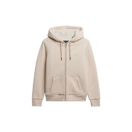 Kapuzensweatjacke Superdry "BORG LINED ZIPHOOD", Damen, Gr. L, mauve morn pink, Sweatware, Obermaterial: 80% Baumwolle, 20% Polyester, unifarben, Casual, relaxed fit normal, Rippbündchen, Sweatjacken