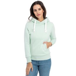 Kapuzensweatshirt DEPROC Active "HildaCMYK II WOMEN", Damen, Gr. 40 (M), grün, 50% Baumwolle, 50% Polyester, bequem, angesetztes Bündchen, Sweatshirts, weiche Fleecejacke mit Kängurutasche