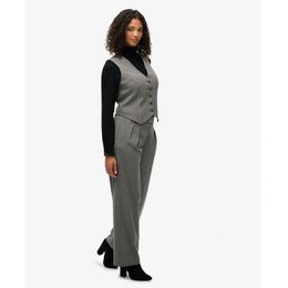Superdry Hose Damen Größe 38 dunkelgrau / weiß